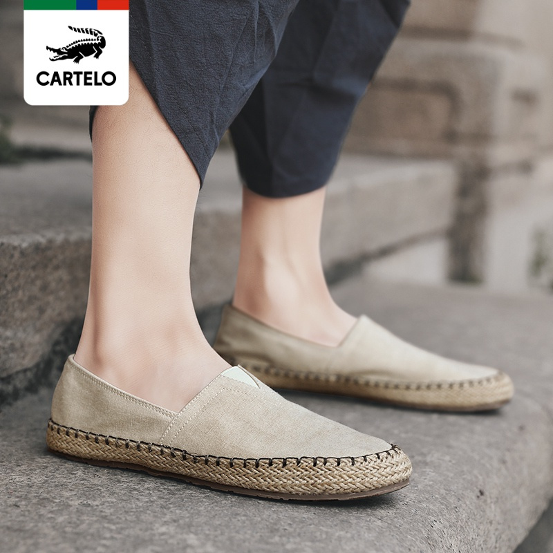 [线下专柜同款]卡帝乐鳄鱼(CARTELO)新款亚麻布草编一脚蹬鞋子男时尚休闲鞋男士潮流板鞋百搭懒人鞋男鞋帆布鞋报价_参数_图片_视频_怎么样_问答-苏宁易购