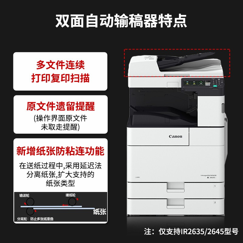 佳能iR2645 A3黑白激光数码复印打印扫描复印机 45页/分钟高速机 7英寸高清彩色触控屏 双面打印复印 U盘打印扫描 佳能iR2625 ...