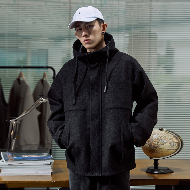 【省899.1元】唐狮男外套_TONLION 唐狮 [1折价99.9元]唐狮冬季连帽仿毛呢外套男士青港风宽松黑色夹多少钱-什么值得买