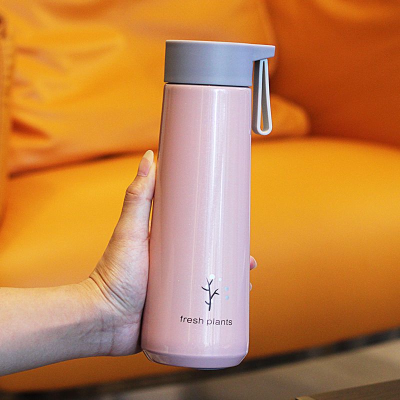 日式文艺清新保温杯男女学生可爱便携不锈钢水杯子大容量情侣茶杯 清新款-粉色 420ML报价_参数_图片_视频_怎么样_问答-苏宁易购