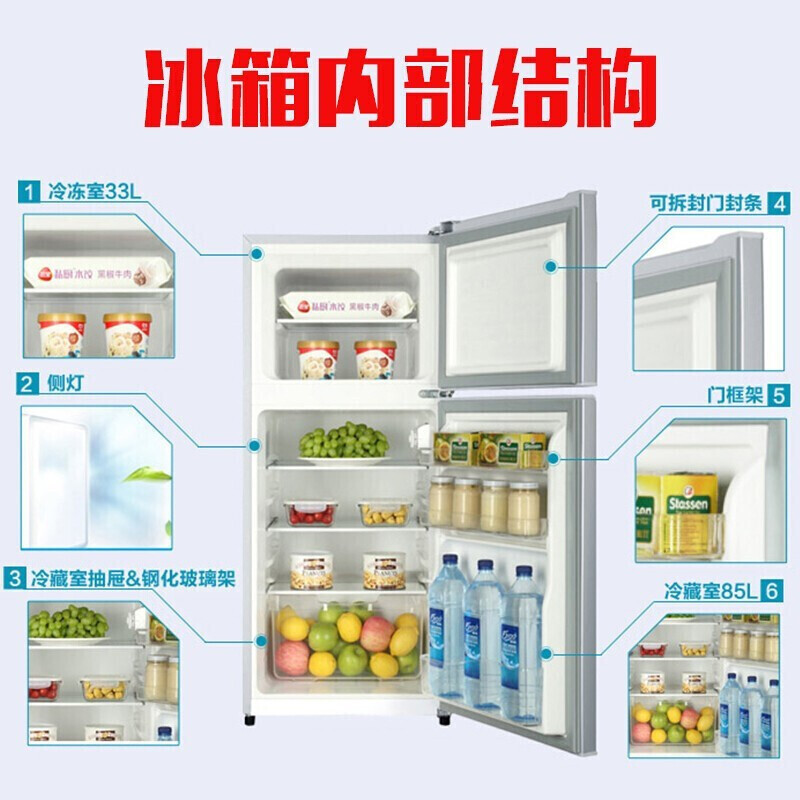 Haier海尔冰箱小型双门电冰箱节能冷藏冷冻两门迷你118升办公室宿舍小冰箱BCD-118TMPA报价_参数_图片_视频_怎么样_问答-苏宁易购