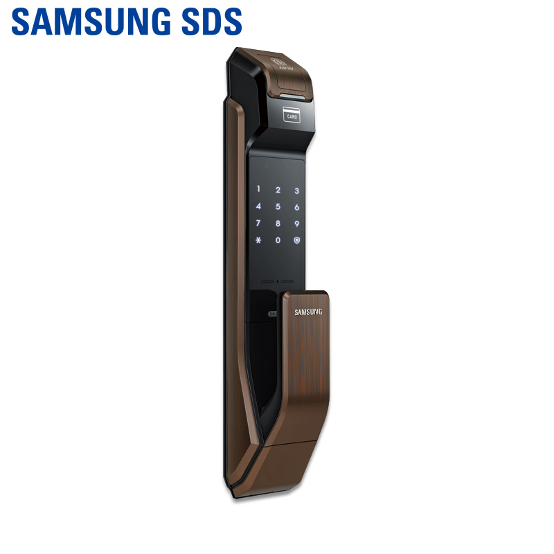 三星(SAMSUNG)智能门锁p718 三星指纹锁 智能 密码锁 磁卡锁智能防盗门锁电子锁SHS-DP718（咖啡棕）【价格 图片 品牌 报价】-苏宁易购迈途智能家居专营店
