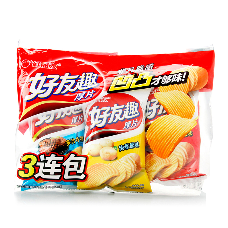好丽友(Orion) 薯片 好友趣 三连包111g(休闲零食) 膨化食品 薯片 零食 新老包装交替发货中报价_参数_图片_视频_怎么样_问答-苏宁易购