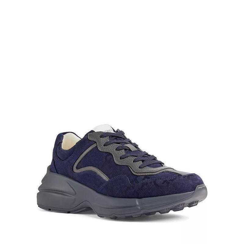 Gucci Men's Rhyton Gg Sneakers In Navy | ModeSens