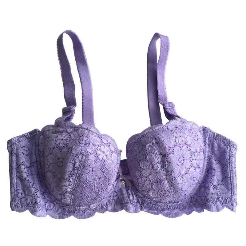 波迷娜（BOMINA)胸罩大胸显小文胸白色蕾丝半杯束胸内衣女无海绵薄款透气b女报价_参数_图片_视频_怎么样_问答-苏宁易购