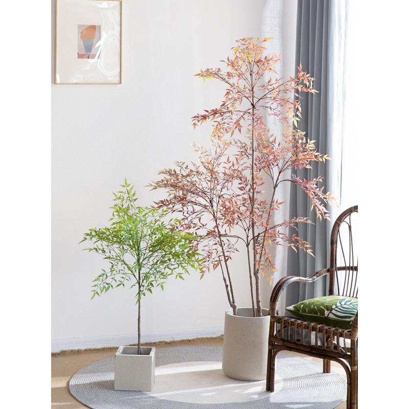 红色南天竹-95cm 北欧仿真绿植南天竹假绿色仿生植物家居室内盆栽客厅落地装饰摆件报价_参数_图片_视频_怎么样_问答-苏宁易购