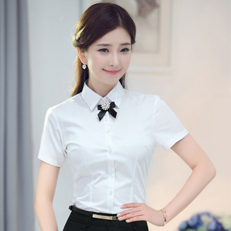 春秋设计感小众上衣气质白衬衫女百搭正装长袖衬衣职业工作服工装 白色[短袖明扣] S 建议85-95斤报价_参数_图片_视频_怎么样_问答-苏宁易购