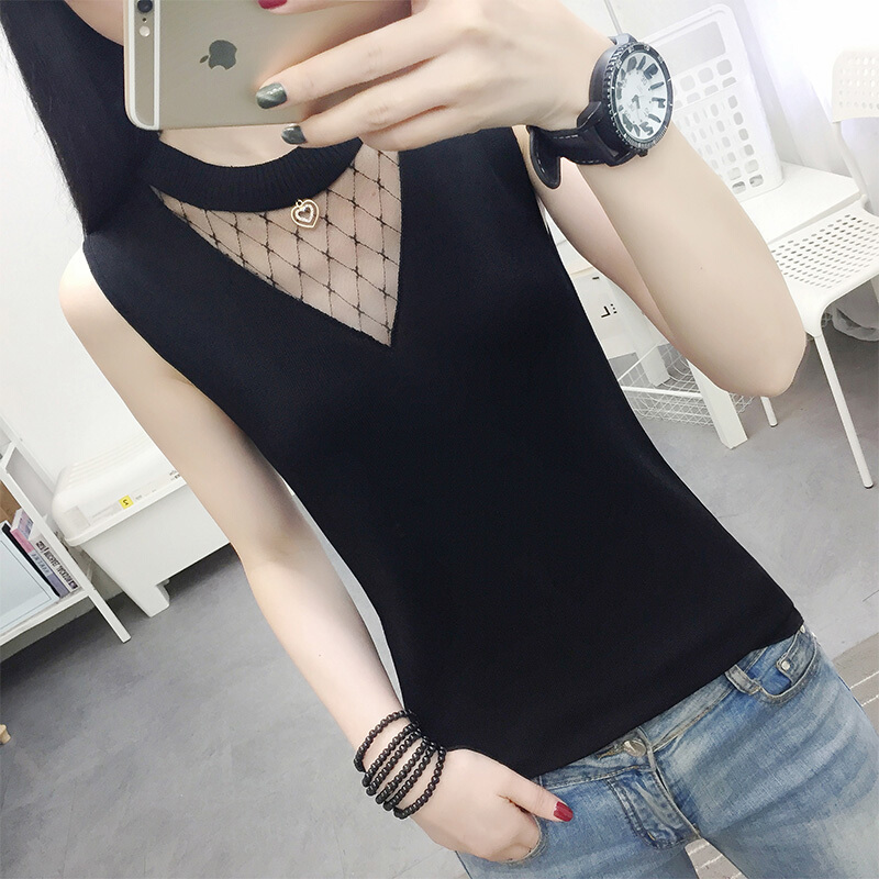 波迷娜(BOMINA)无袖背心女外穿潮性感v领网纱冰丝打底衫女2021款无袖T恤女内搭视频介绍_波迷娜(BOMINA)无袖背心女外穿潮性感v领网纱冰丝打底衫女2021款无袖T恤女内搭功能演示 ...