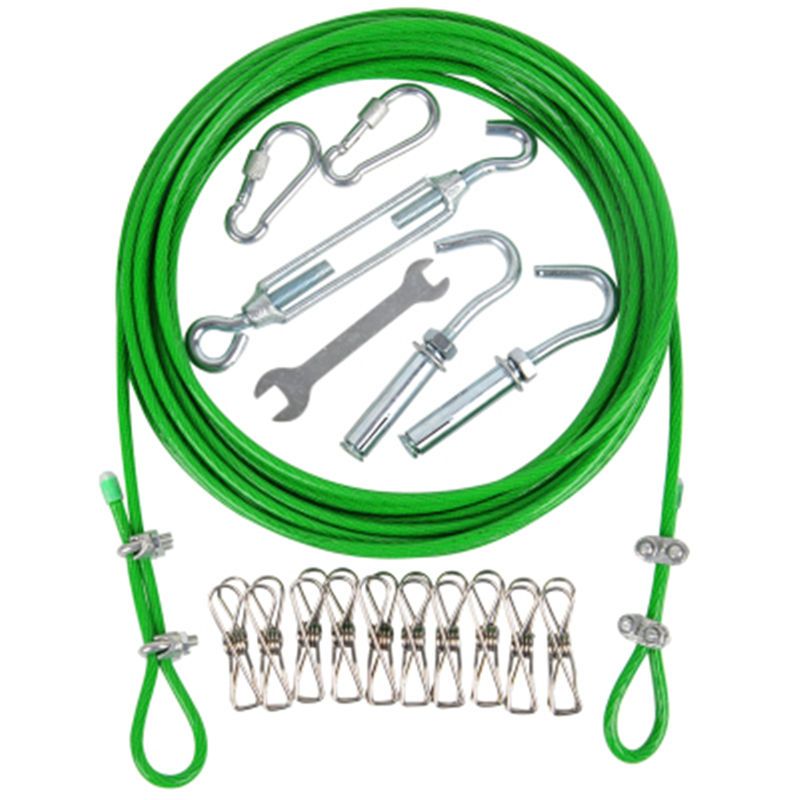 晾衣绳户外钢丝绳免打孔室内阳台家用晒被子加粗钢丝绳包塑绳|5MM粗钢丝绳(带全套配件) 长度7米报价_参数_图片_视频_怎么样_问答-苏宁易购