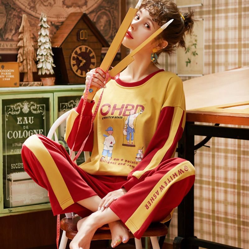 波迷娜(BOMINA)长袖睡衣女棉质全棉套头秋装女士妈妈中年宽松大码服套装 JCX6135报价_参数_图片_视频_怎么样_问答-苏宁易购