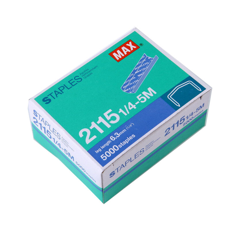 美克司(MAX) 2115 1/4-5m 原装进口订书钉拱形钉 大盒装订书针105钉/排 5000钉/盒报价_参数_图片_视频_怎么样_问答-苏宁易购