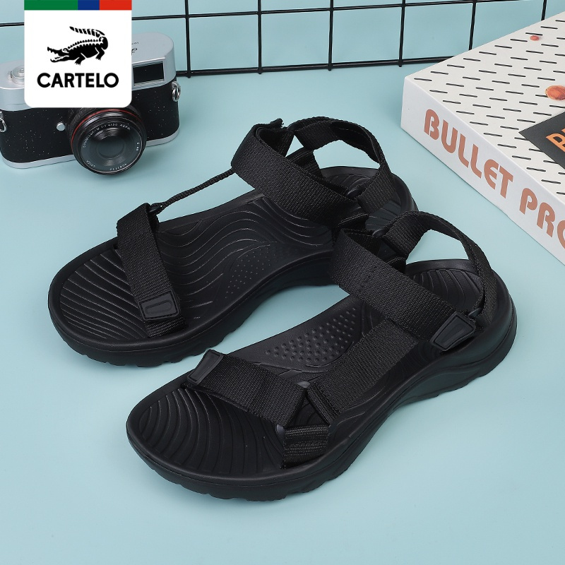 [线下专柜同款]卡帝乐鳄鱼(CARTELO) 新款夏季透气凉鞋男休闲凉拖鞋男士沙滩鞋男报价_参数_图片_视频_怎么样_问答-苏宁易购