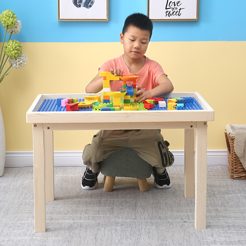 儿童积木桌实木多功能兼容legao大小颗粒拼装桌子男女孩游戏 107*56*55+满铺小颗粒底板+700颗粒小报价_参数_图片_视频_怎么样 ...