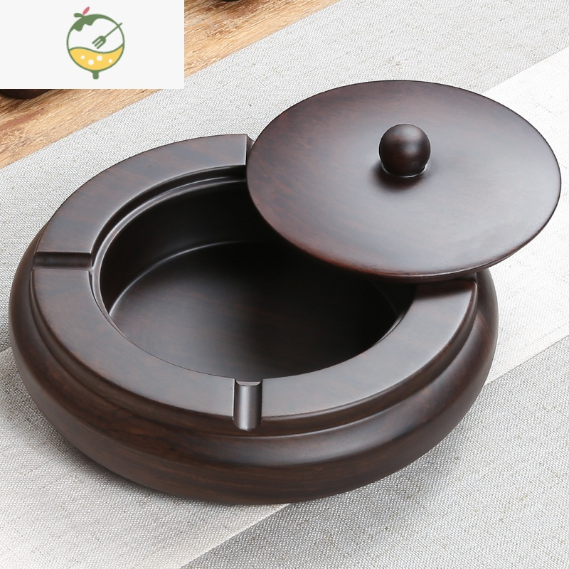 YICHENG黑檀实木烟灰缸客厅家用创意个性潮流带盖防风防飞灰烟缸大号中式 平边简约小号-带盖 高4.5公分报价_参数_图片_视频_怎么样_问答-苏宁易购