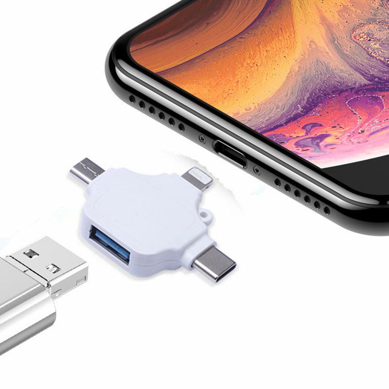 三合一otg转接头适用华为type-c安卓苹果小米手机转换器键鼠标u盘 塑胶黑色 三合一otg报价_参数_图片_视频_怎么样_问答-苏宁易购