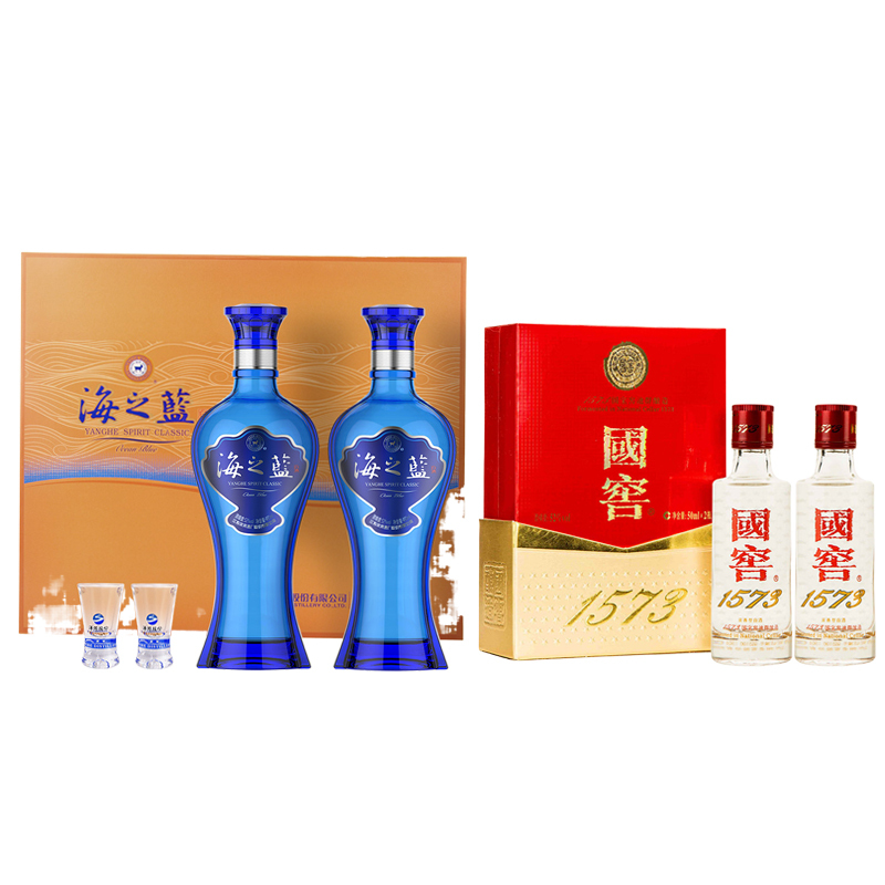洋河海之蓝 52度 480ml*2 礼盒装搭配泸州老窖 国窖1573 52度 50ml*2礼盒装视频介绍_洋河海之蓝 52度 480ml*2 礼盒装搭配泸州老窖 国窖1573 52度 50ml ...