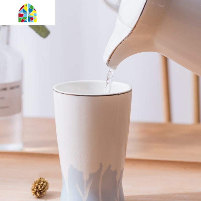 ins冷水壶陶瓷凉水壶 大容量茶壶杯子套装家用客厅耐热简约 FENGHOU 欧尚粉色水壶报价_参数_图片_视频_怎么样_问答-苏宁易购