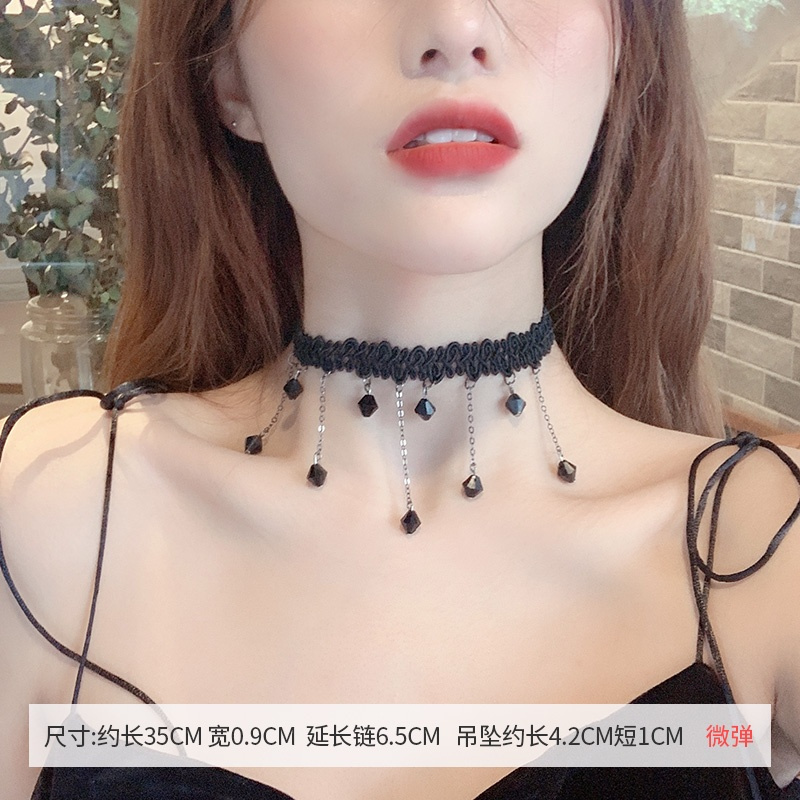 项链锁骨链女夏小众设计感2021年新款脖颈链细choker黑色项圈配饰 黑水晶款报价_参数_图片_视频_怎么样_问答-苏宁易购