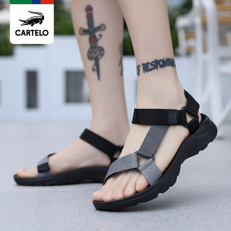 [线下专柜同款]卡帝乐鳄鱼(CARTELO) 新款夏季透气凉鞋男休闲凉拖鞋男士沙滩鞋男报价_参数_图片_视频_怎么样_问答-苏宁易购