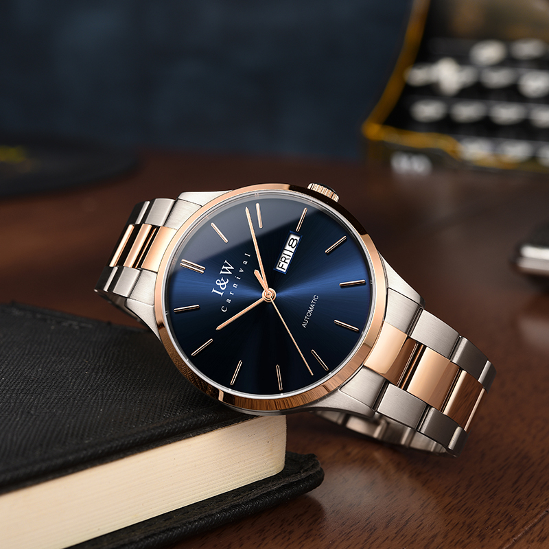 瑞士爱沃驰I&W CARNIVAL手表男表全自动机械表 男士进口机芯防水钢带男款手表正品腕表防水商务530G报价_参数_图片_视频_怎么样_问答-苏宁易购