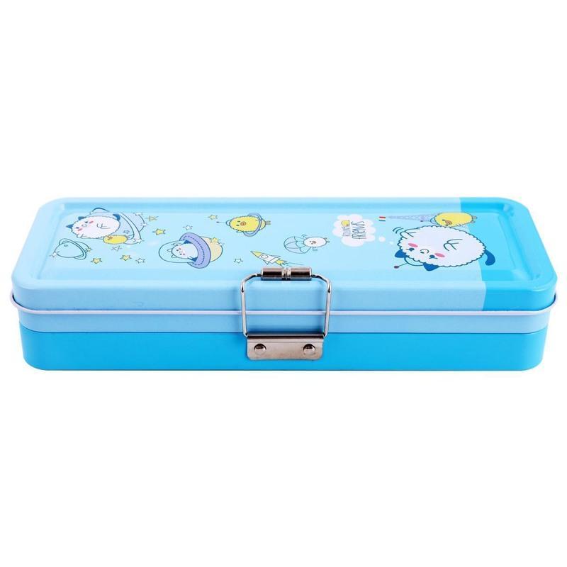 得力95556文具盒 学生可爱创意铅笔盒 金属铁质卡通三层文具盒 蓝色报价_参数_图片_视频_怎么样_问答-苏宁易购