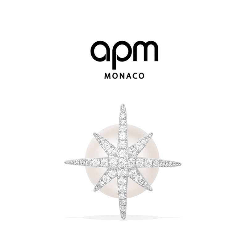 [直营]apm MONACO 女士 925银 欧美风格 八角星星珍珠耳钉耳环 单只[大号]AE9109XPL 明星同款视频介绍_[直营]apm MONACO 女士 925银 欧美风格 八角星星 ...