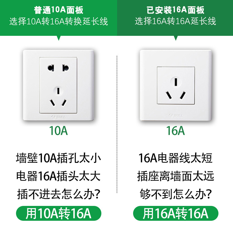 空调专用10a转16a插座插板三孔插排插线板16a大功率延长线转换器 16A插头转16A大插座全长1.5米报价_参数_图片_视频_怎么样_问答-苏宁易购
