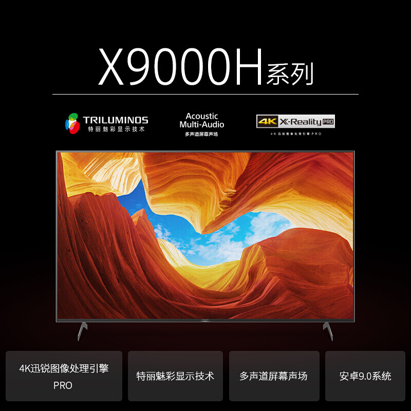 索尼(SONY)KD-65X9000H 65英寸 4K超清HDR安卓智能9.0网络电视 65英寸AI语音报价_参数_图片_视频_怎么样_问答-苏宁易购