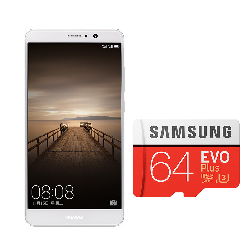 【手机】 【套餐】华为mate9（MHA-AL00）4GB+32GB 月光银+三星64G内存卡 读取100MB/s Class10 UHS-1 ...