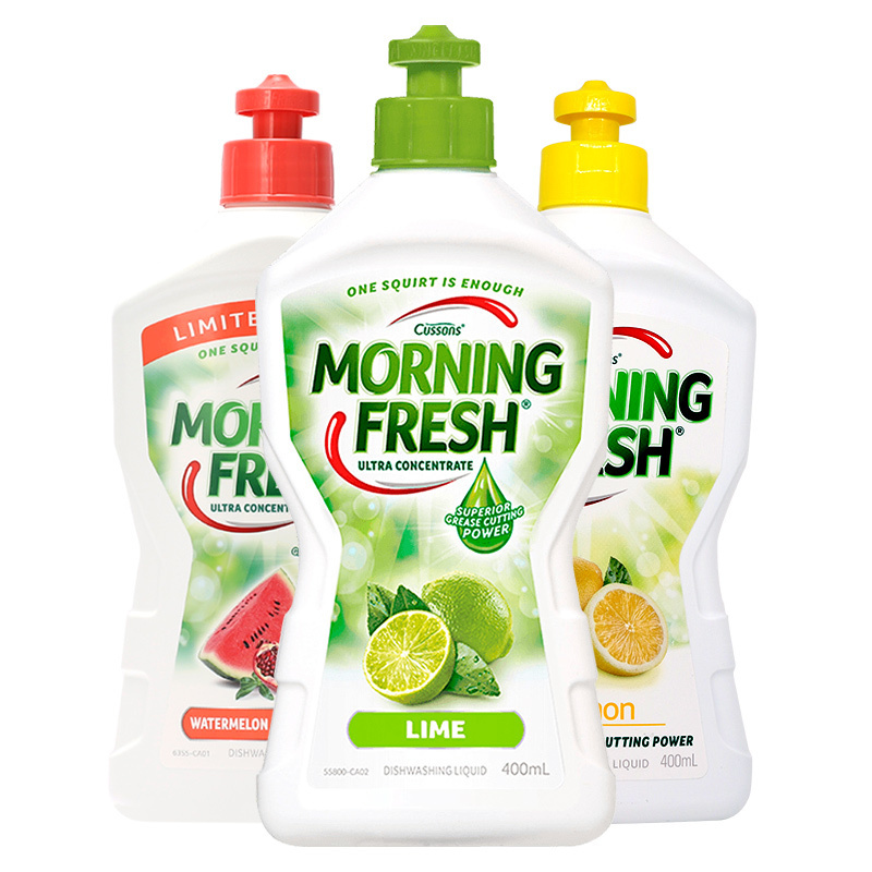 Morning fresh洗涤清洁用品 【3瓶装】Morning Fresh高效抗菌浓缩洗洁精400ml 澳洲清新早晨洗洁精 （柠檬+青柠 ...