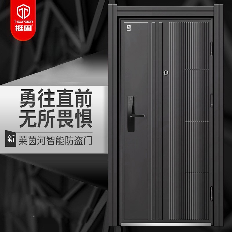 挺固(TING GU) 莱茵河 2150*1160mm 外开K2指纹锁 甲级安全防盗门 黑色 （单位：扇）视频介绍_挺固(TING GU ...