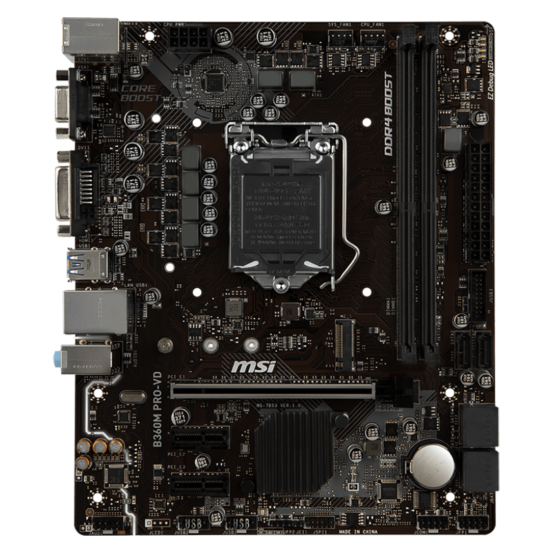 微星（MSI）B360M PRO-VD 游戏电脑主板 支持八代I3 I5处理器（Intel B360/LGA 1151）参数配置_规格_性能 ...