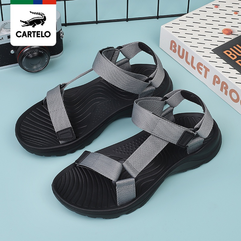 [线下专柜同款]卡帝乐鳄鱼(CARTELO) 新款夏季透气凉鞋男休闲凉拖鞋男士沙滩鞋男报价_参数_图片_视频_怎么样_问答-苏宁易购
