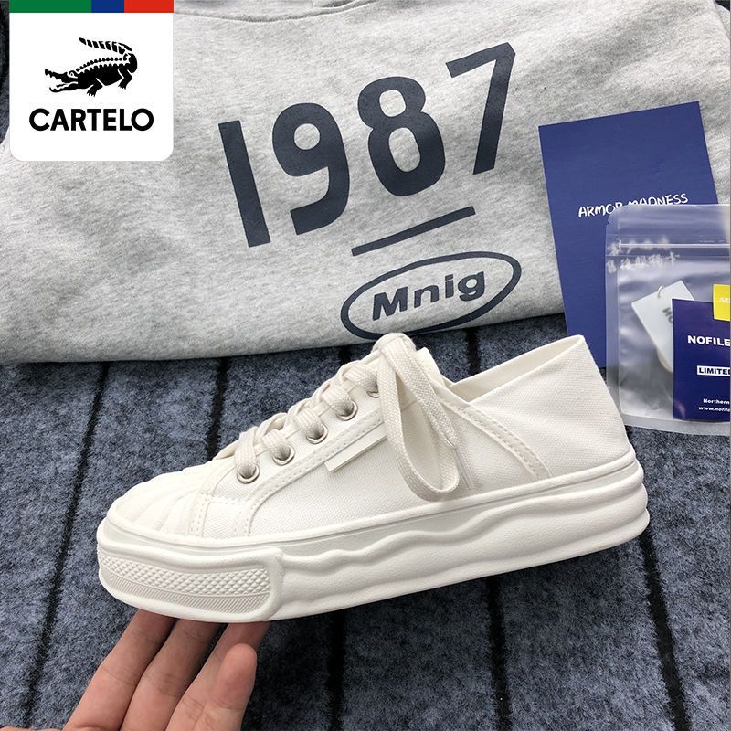 CARTELO厚底溶解帆布鞋女夏季学生新款两穿半托懒人鞋一脚蹬板鞋 白色大头 004 35报价_参数_图片_视频_怎么样_问答-苏宁易购