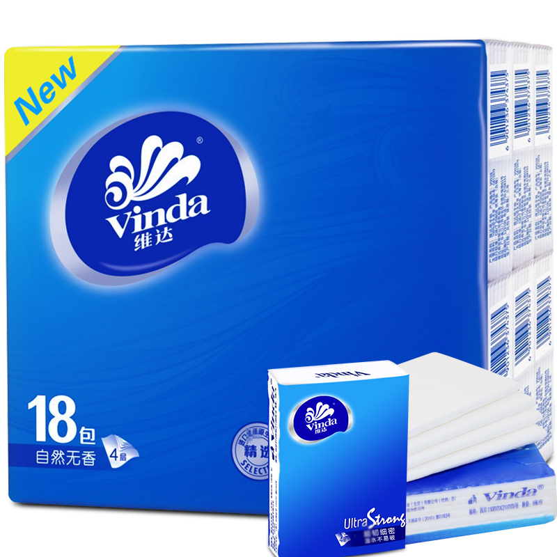 维达(Vinda)超韧4层纸手帕18包方型装报价_参数_图片_视频_怎么样_问答-苏宁易购