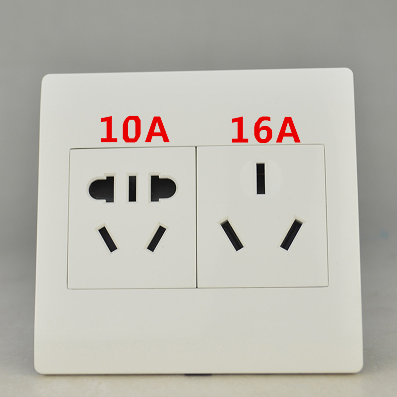 86型闪电客二位双3孔6六眼插座10A五孔+16A三孔空调热水器六孔插座面板参数配置_规格_性能_功能-苏宁易购