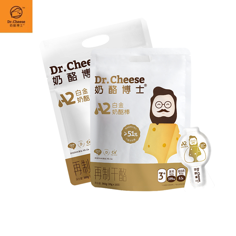 奶酪博士奶酪 奶酪博士Dr.Cheese A2白金儿童奶酪棒360g*2袋 即食高钙51%干酪牛奶含量乳酪宝宝健康休闲零食袋装【价格 图片 品牌 报价】-苏宁易购甄好食品专营店