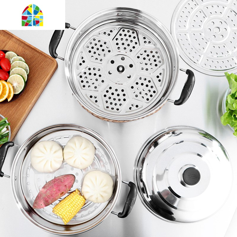 锅用蒸梯海鲜气蒸锅蒸锅汤锅一体 家用蒸锅28cm双层蒸304不锈钢 FENGHOU 32cm报价_参数_图片_视频_怎么样_问答-苏宁易购