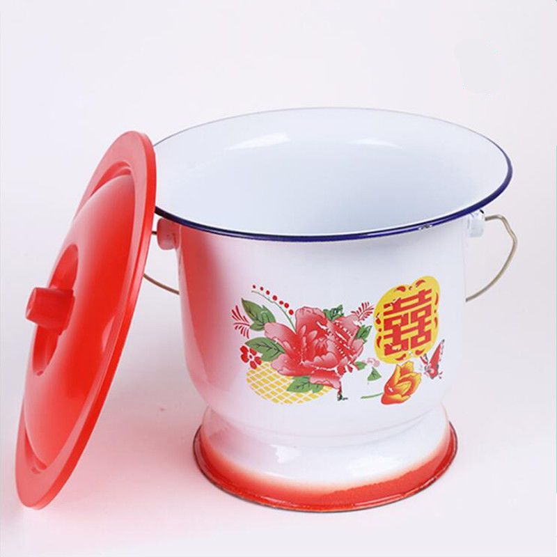 防滑加厚搪瓷高脚痰盂带提手老人痰盂罐儿童孕妇座便器尿桶 26cm带提手痰盂+盖报价_参数_图片_视频_怎么样_问答-苏宁易购