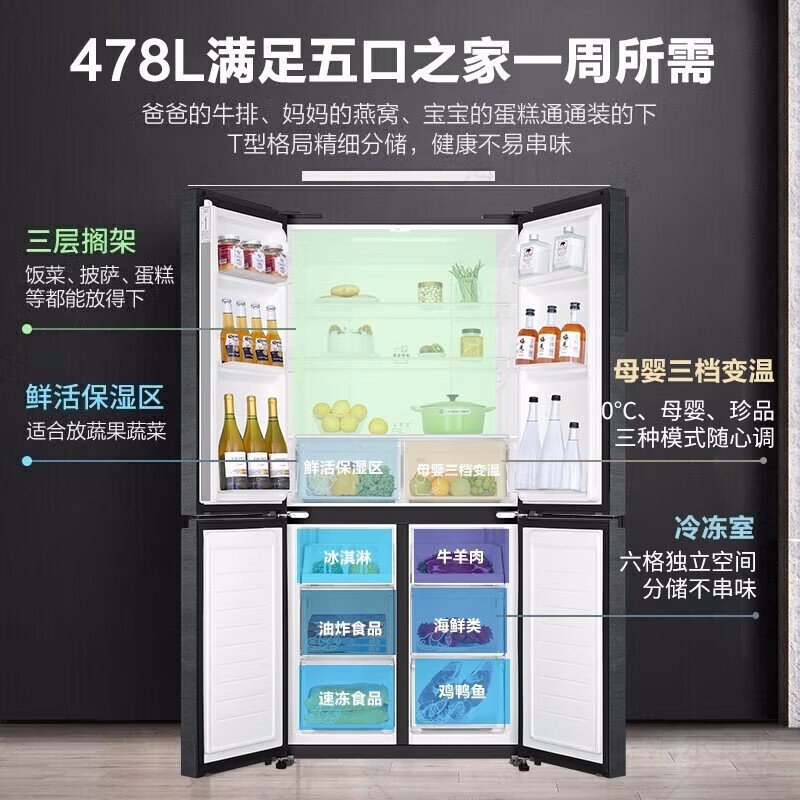 海尔冰箱(Haier)478升十字门对开门四开门一级双变频风冷无霜干湿分储智能WIFI电冰箱报价_参数_图片_视频_怎么样_问答-苏宁易购