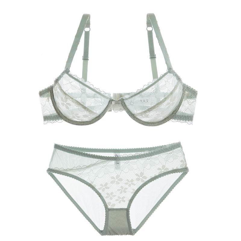 性感超薄透明诱惑蕾丝内衣文胸薄荷绿胸罩无海绵Bra [单件/套装] 薄荷绿单件 32D/70D(配S码内裤)报价_参数_图片_视频_怎么样 ...