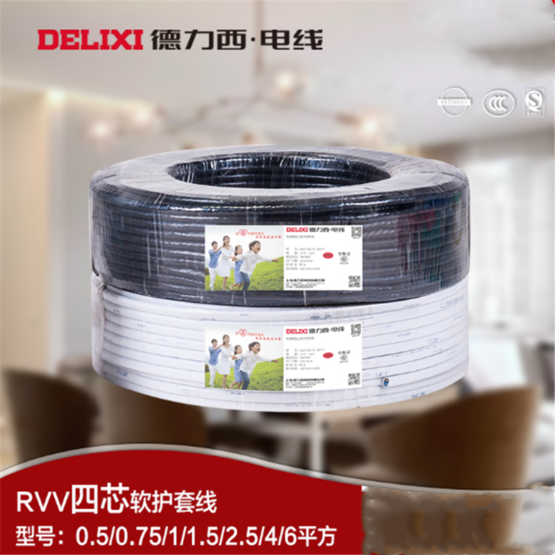 德力西 RVV4*6平方 四芯 黑色软护套线100米视频介绍_德力西 RVV4*6平方 四芯 黑色软护套线100米功能演示视频-苏宁易购