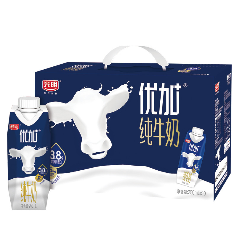 光明 优加纯牛奶 梦幻盖 250ml10盒(3.8g乳蛋白每100ml)参数配置_规格_性能_功能-苏宁易购