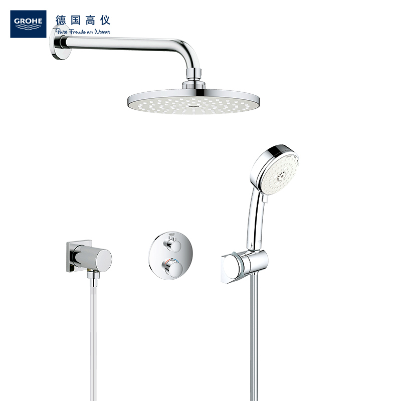 高仪(GROHE)淋浴花洒35600000 德国-高仪(GROHE)暗装恒温淋浴花洒 暗置恒温智能盒嵌入式面板200mm顶喷淋浴花洒【价格 ...