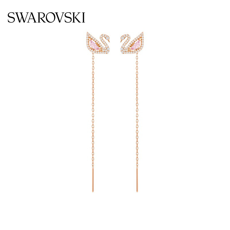 施华洛世奇（Swarovski）DAZZLING SWAN粉色仿水晶天鹅穿孔长耳环 耳坠5469990视频介绍_施华洛世奇（Swarovski ...