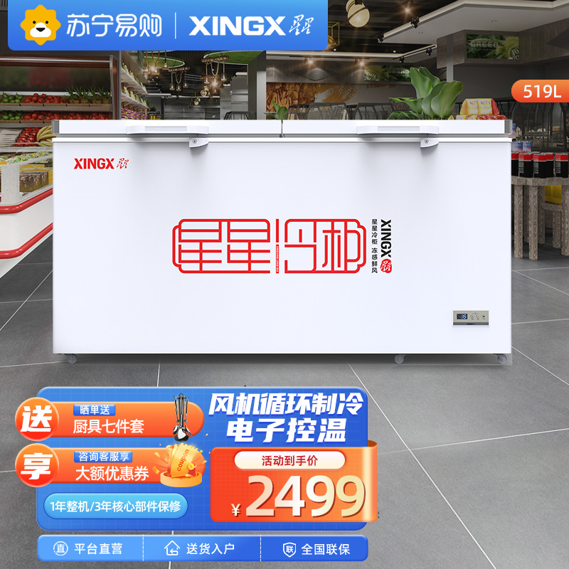 星星(XINGX) 519升冰柜 冷柜 卧式大容量商用 冷藏冷冻转换单温冰柜 深冷速冻 电脑温控 BD/BC-519E参数配置_规格_性能 ...