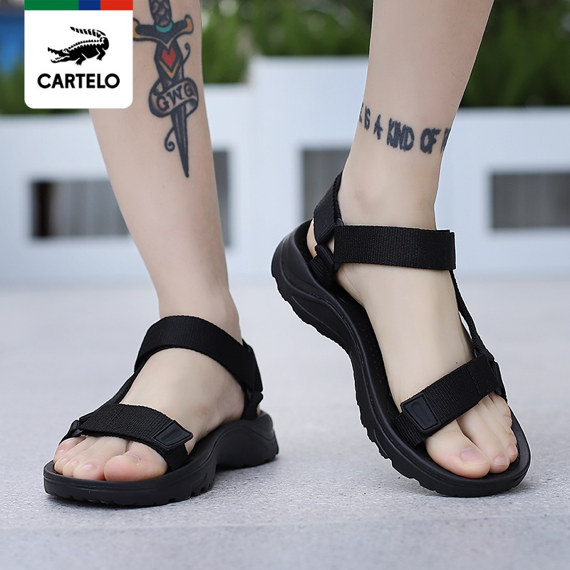 [线下专柜同款]卡帝乐鳄鱼(CARTELO) 新款夏季透气凉鞋男休闲凉拖鞋男士沙滩鞋男报价_参数_图片_视频_怎么样_问答-苏宁易购