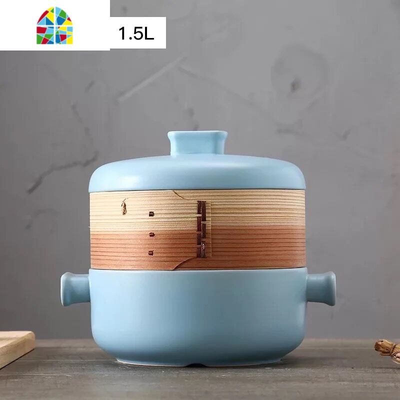 日式砂锅炖锅 家用煲仔饭煲汤砂锅明火可高温陶瓷砂锅蒸锅 FENGHOU 1.5升小号蓝色(送2蒸布)报价_参数_图片_视频_怎么样_问答-苏宁易购