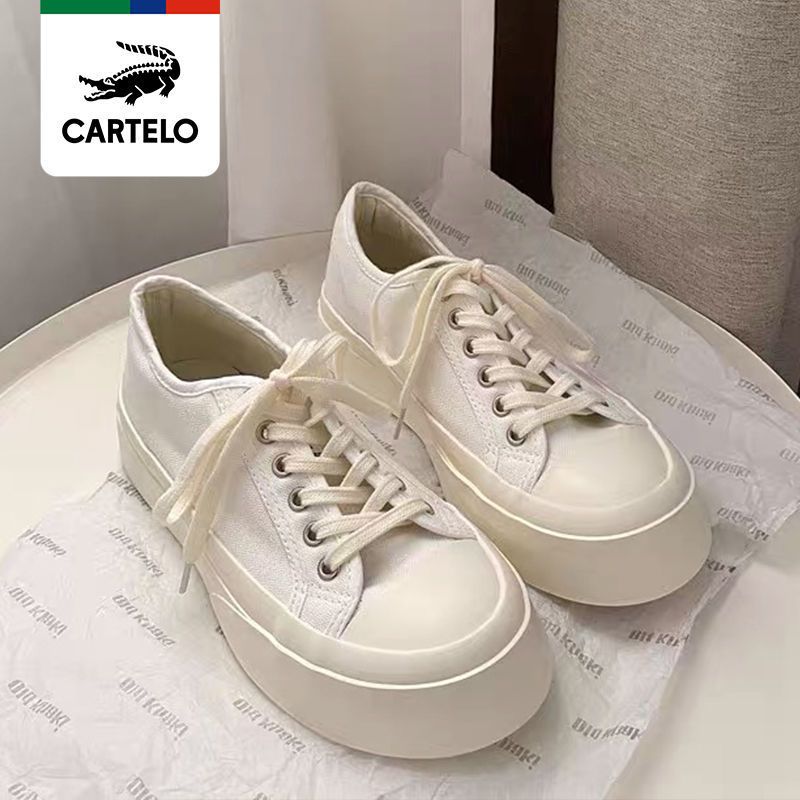 CARTELO厚底溶解帆布鞋女夏季学生新款两穿半托懒人鞋一脚蹬板鞋 白色大头 004 35报价_参数_图片_视频_怎么样_问答-苏宁易购