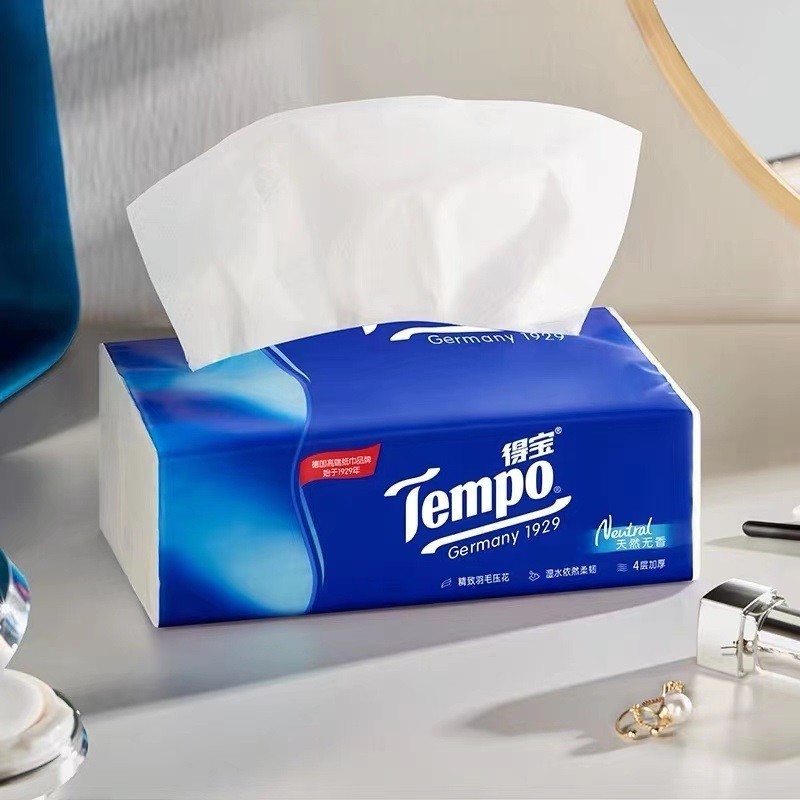得宝(TEMPO)T2275 抽纸无香4层加厚90抽*3+1包 湿水柔韧 纸巾 餐巾纸整箱16提/件视频介绍_得宝(TEMPO)T2275 抽 ...